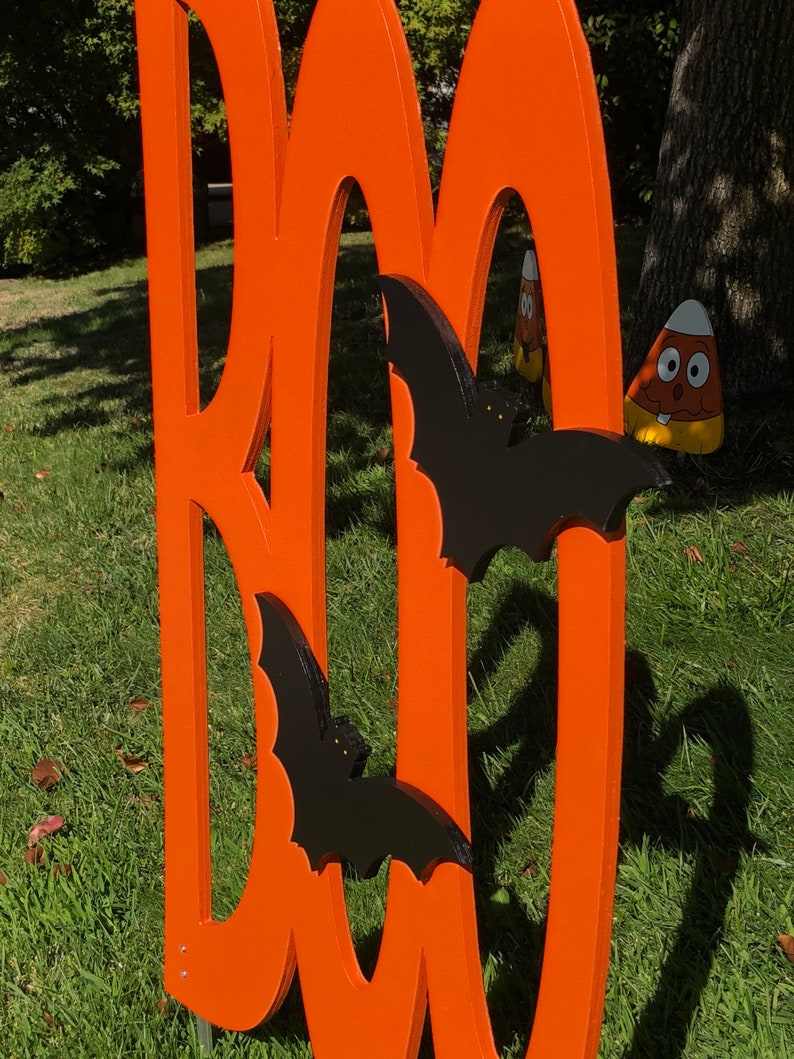 Halloween Boo Sign With Bats Large Decorative Fall Wood Yard - Etsy