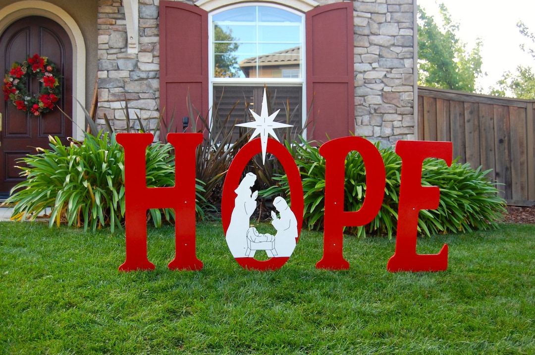 Hope With Nativity Scene Outdoor Christmas Holiday Yard Art Sign Large ...