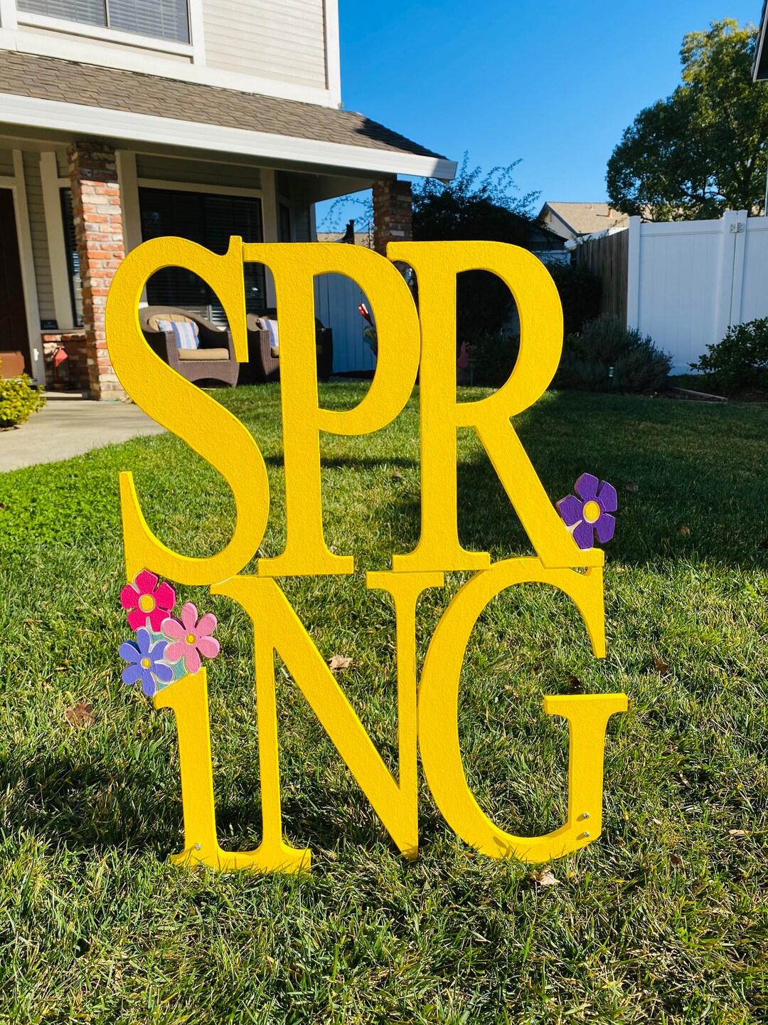 Spring Sign With Flowers Yard Art - Etsy