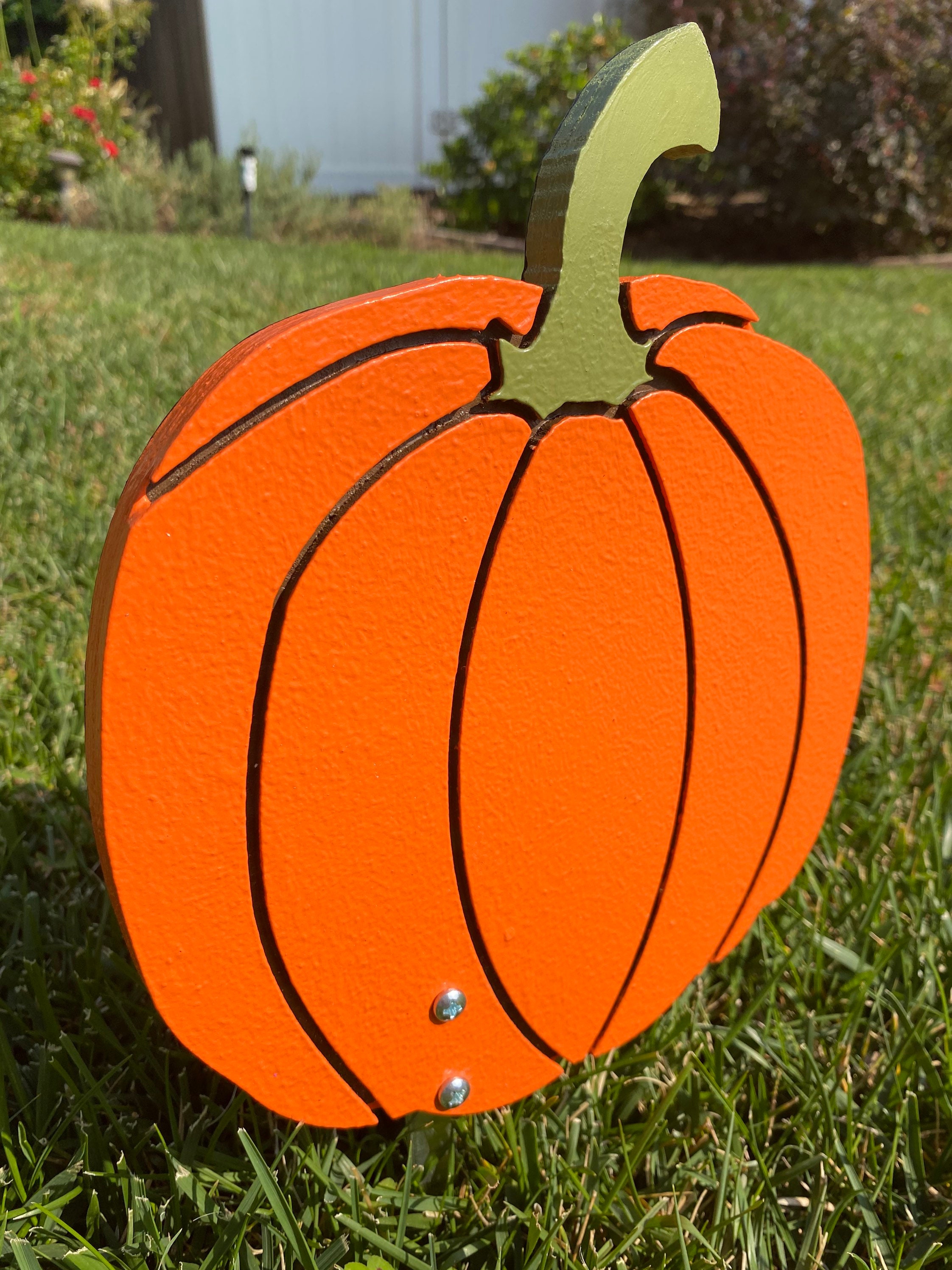 Set of Three Pumpkins Engraved Wood Pumpkin Yard Art Sign for Fall ...