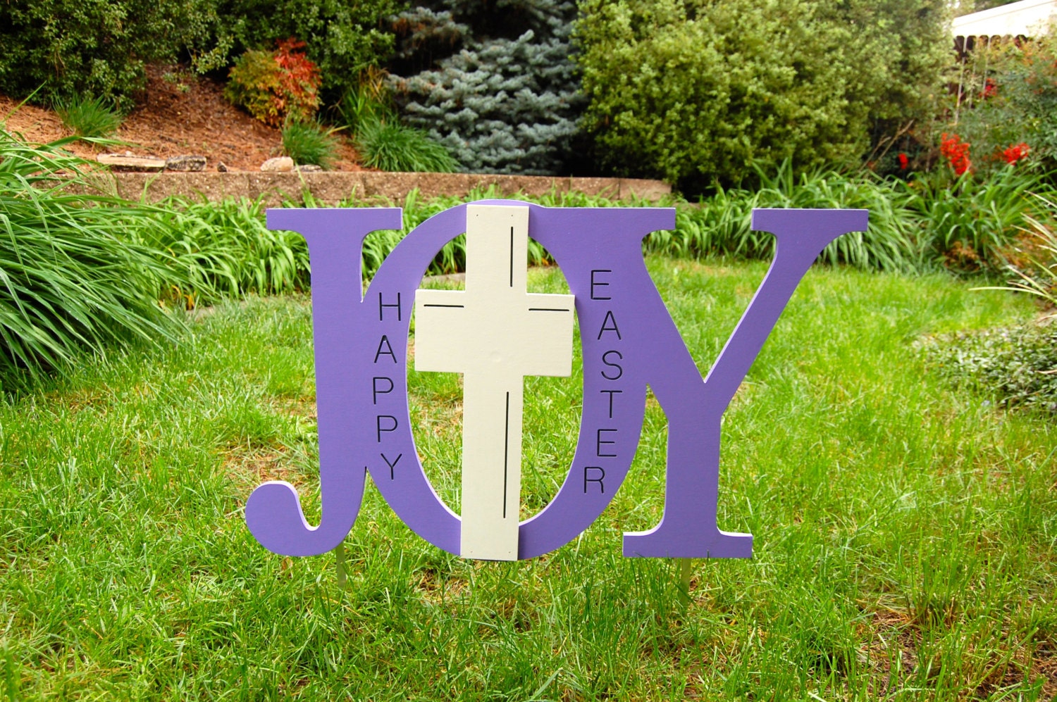 Easter Religious Outdoor Yard Decoration Wood Sign Joy With - Etsy