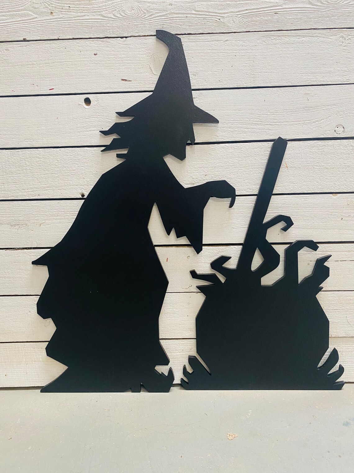 Large Witch and Cauldron Silhouette Halloween Yard Art - Etsy