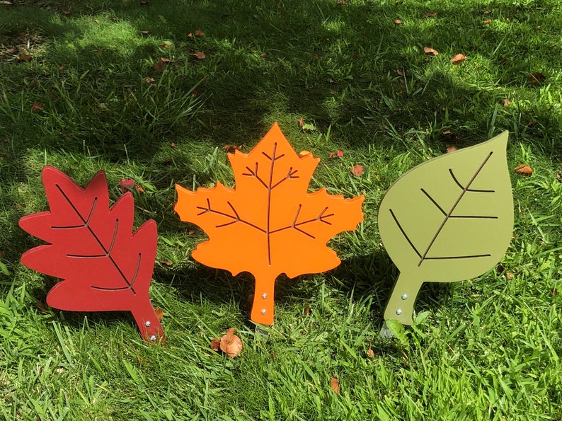 Fall Leaves Engraved Wood Yard Art Sign - Etsy