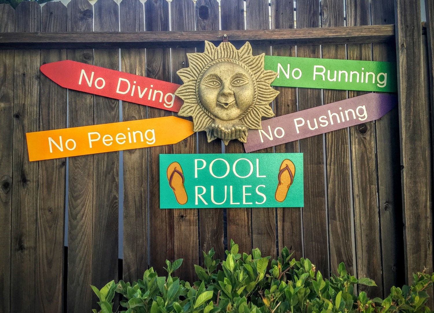 Pool Rules Engraved Wood Signs/arrows/backyard Poolside Decor | Etsy