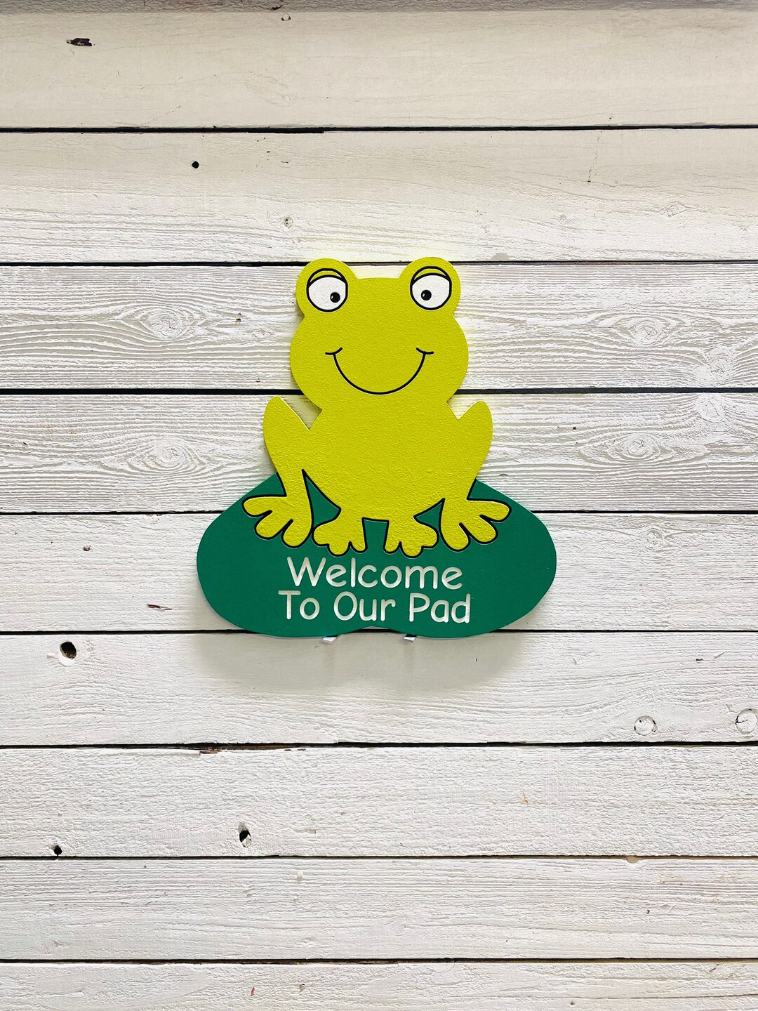 Welcome to Our Pad, Frog on Lily Pad, Engraved Wood Outdoor Sign - Etsy