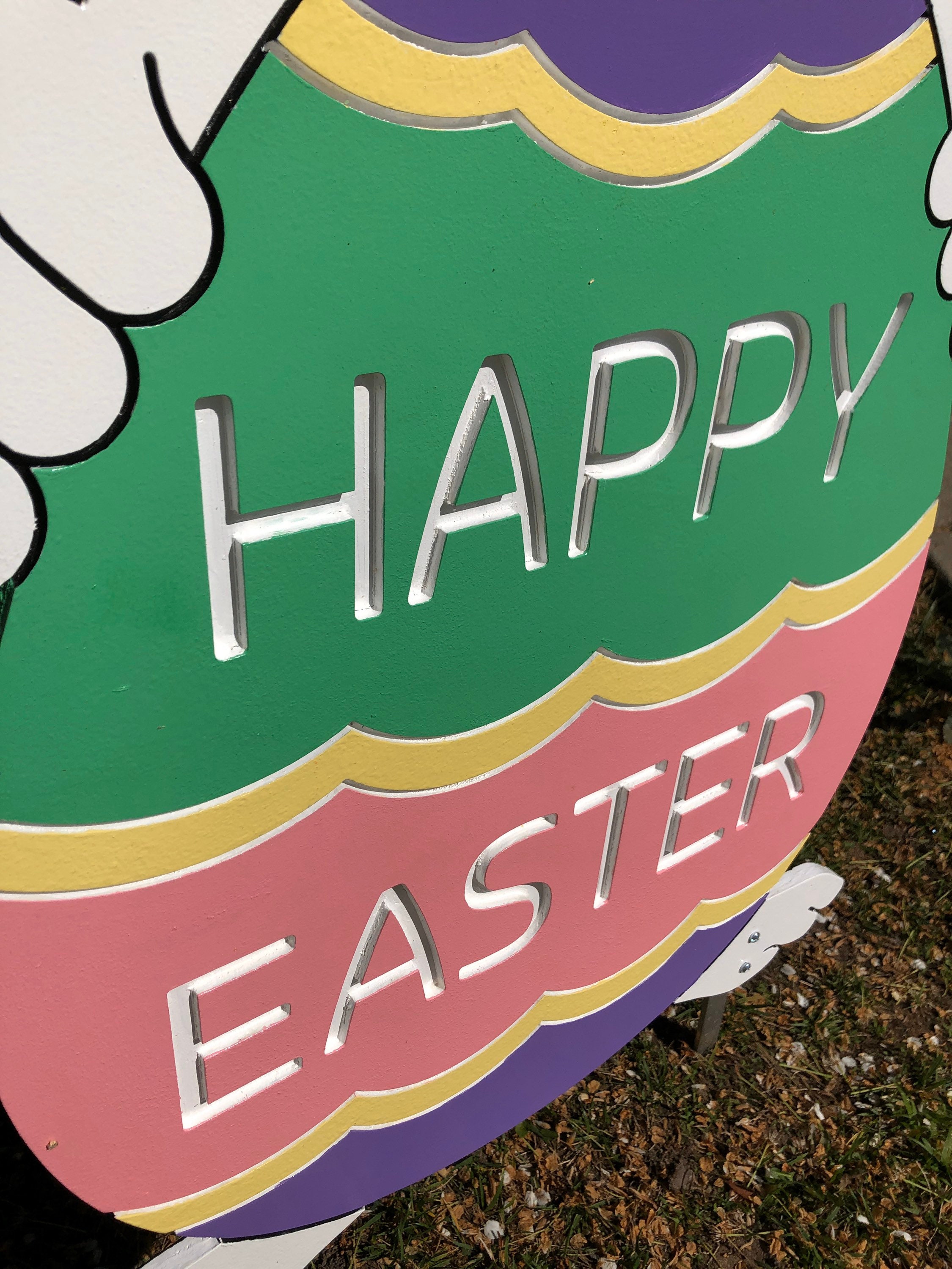 Easter Bunny With Easter Egg Engraved With Happy Easter Etsy