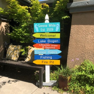 Lake House Sign, Directional Arrows, Engraved Wood Signs, Customizable ...