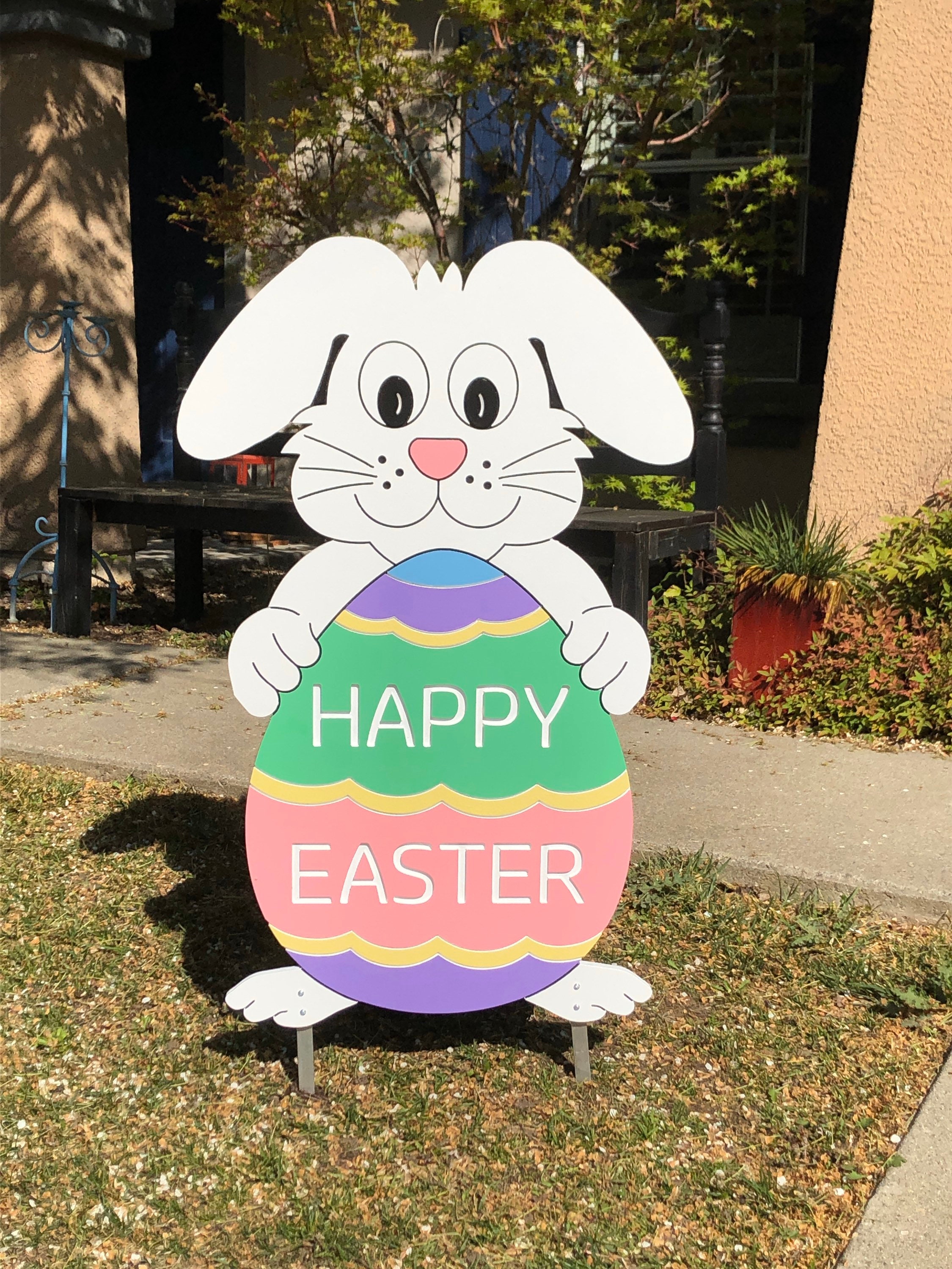 Easter Bunny With Easter Egg Engraved With Happy Easter Etsy