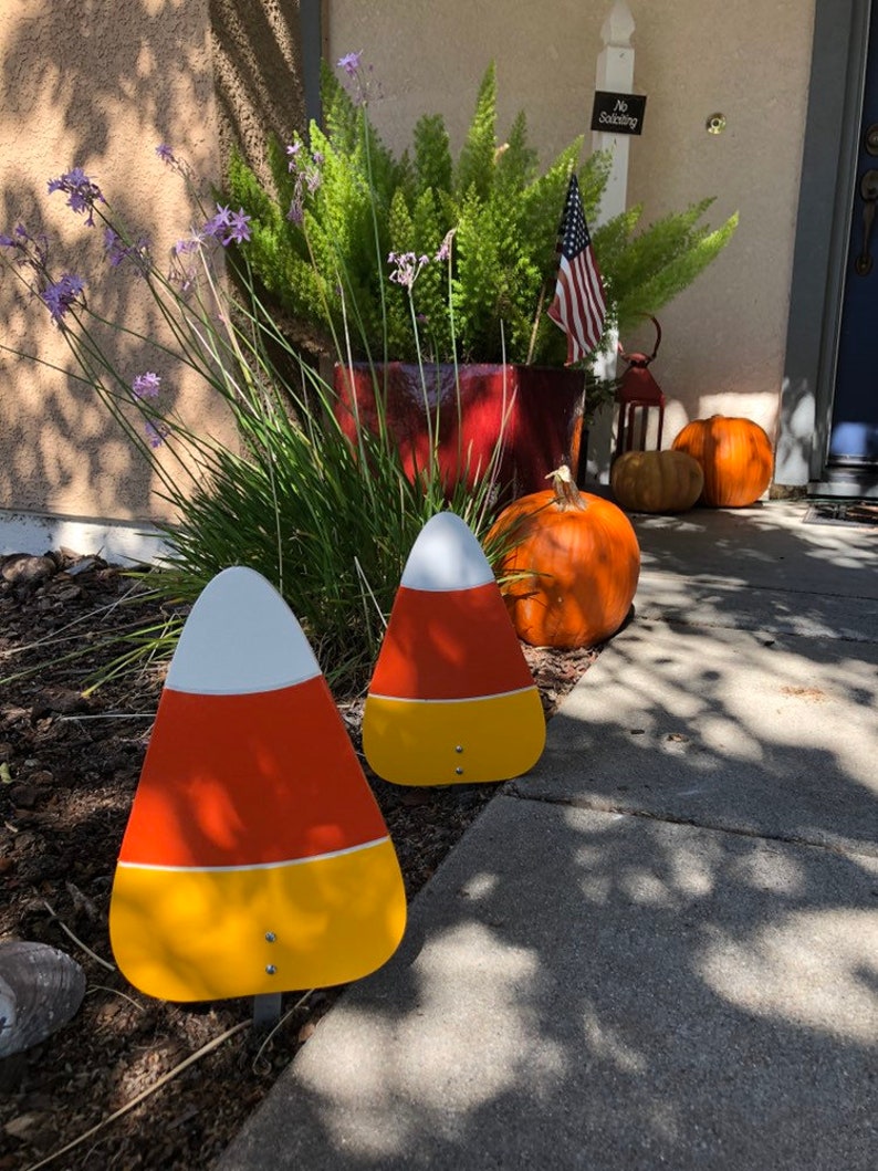Candy Corn Halloween Wood Engraved Yard Art Fall Walkway Decor - Etsy