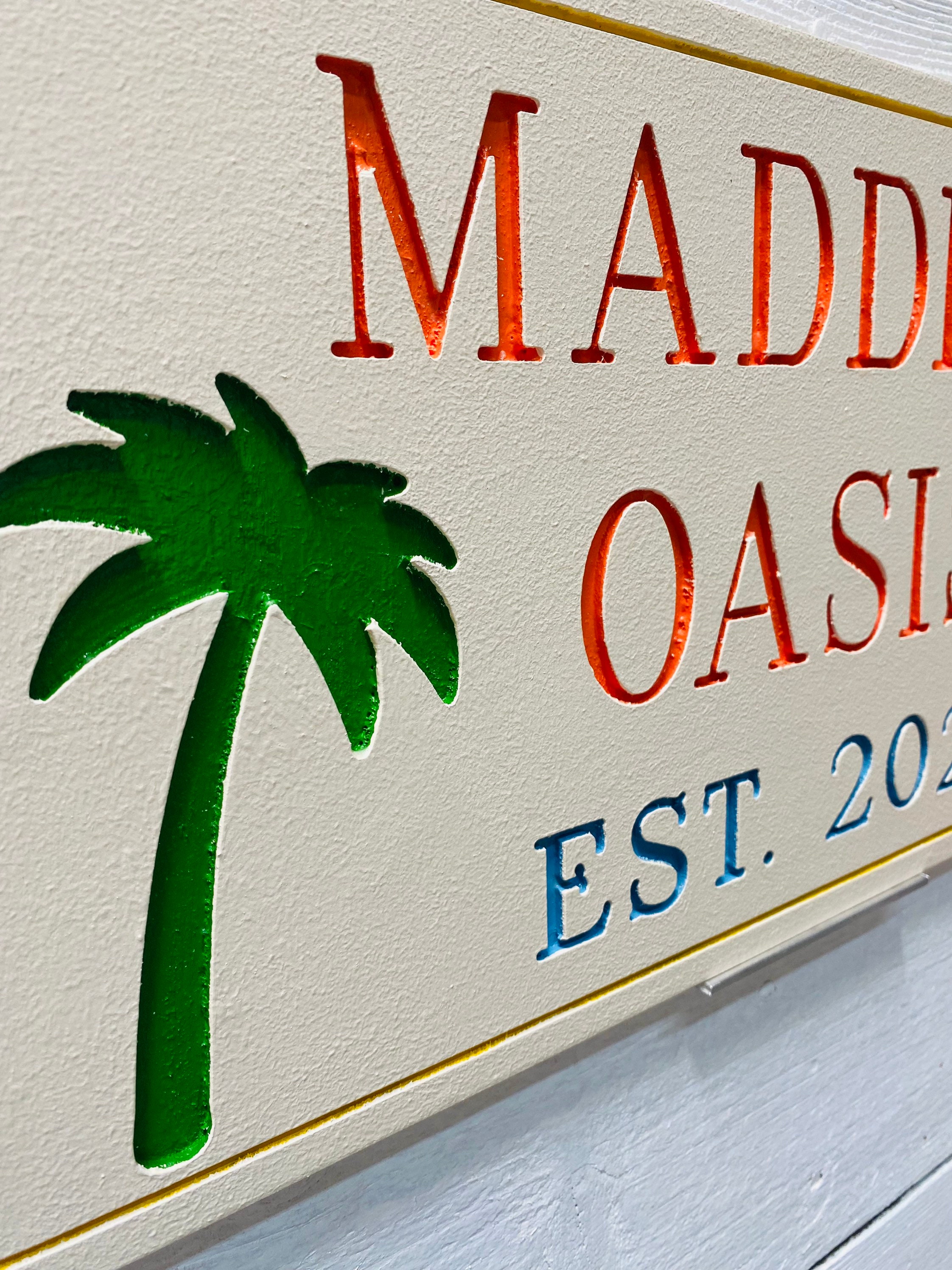 Personalized Backyard Oasis Sign With Palm Trees Established | Etsy