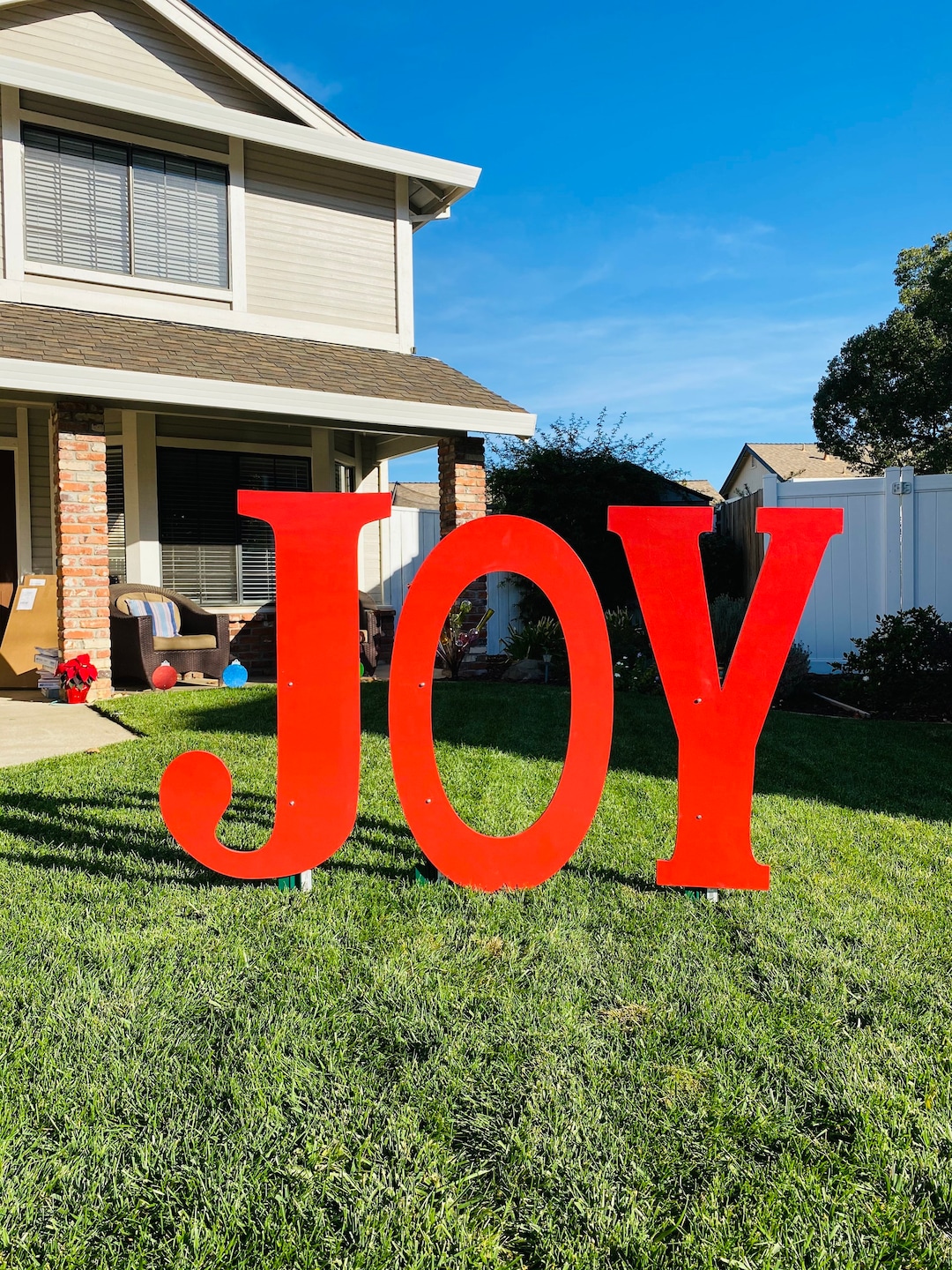 JOY Large Letters Outdoor Christmas Holiday Yard Art Sign - Etsy
