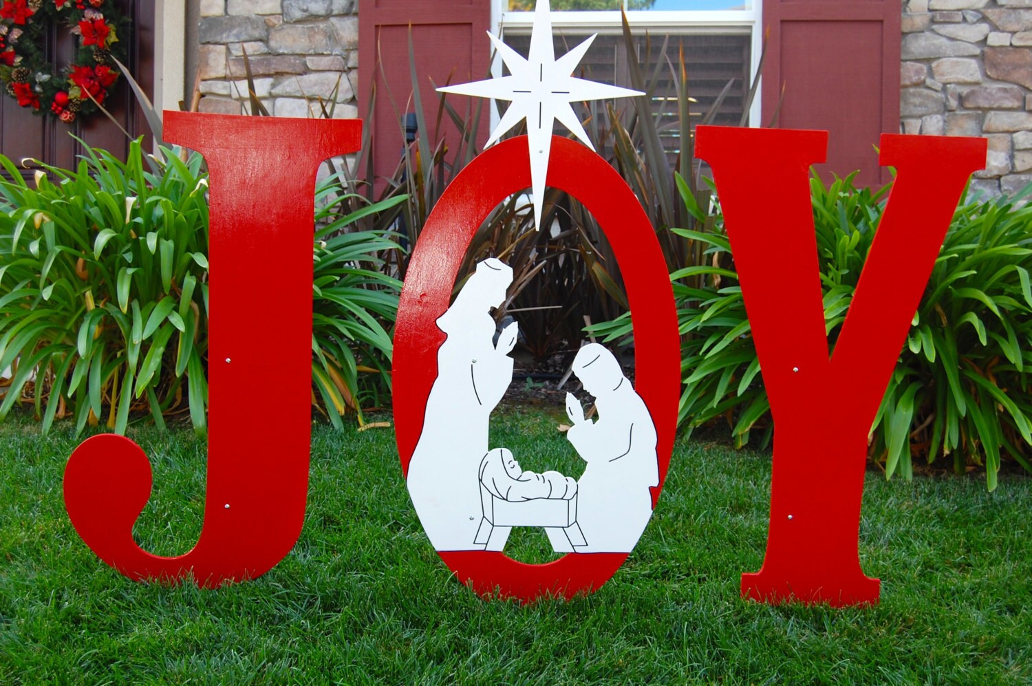 JOY Nativity Outdoor Christmas Holiday Yard Art Sign Large | Etsy