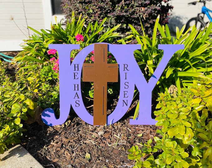 Easter Religious Outdoor Yard Decoration He Has Risen Wood Sign Joy ...