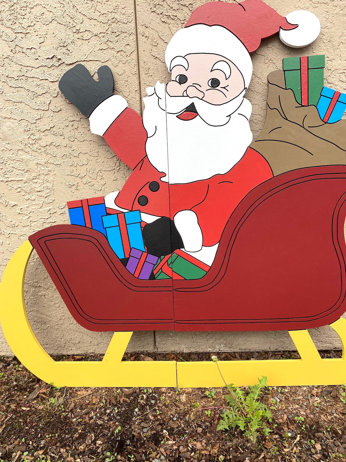 Santa on A Sleigh Holiday Yard Art Christmas Decor | Etsy