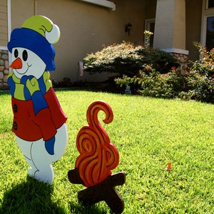 Snowman and Fire Outdoor Wood Decoration - Etsy