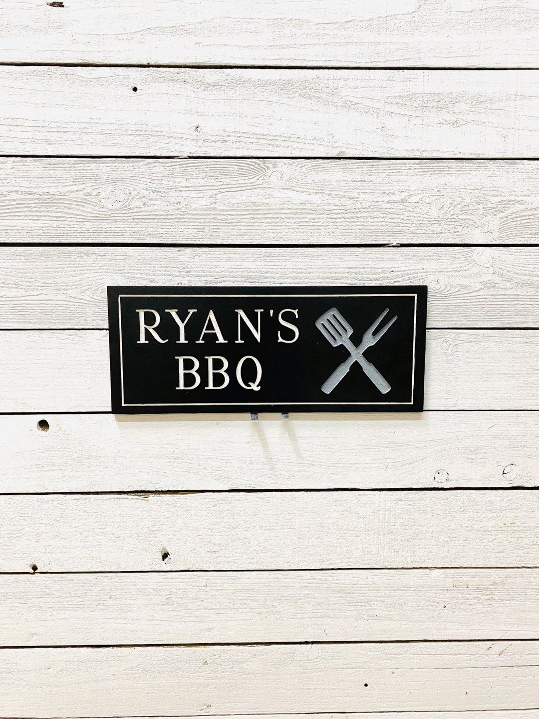 Personalized Black BBQ and Grill Sign, Rectangle, Outdoor Kitchen, Gift ...