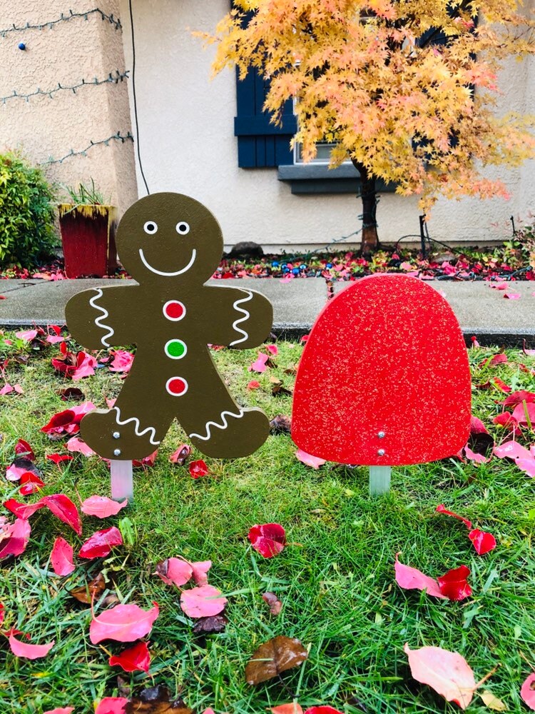 Gingerbread Man and Gum Drop Outdoor Christmas Holiday Yard | Etsy