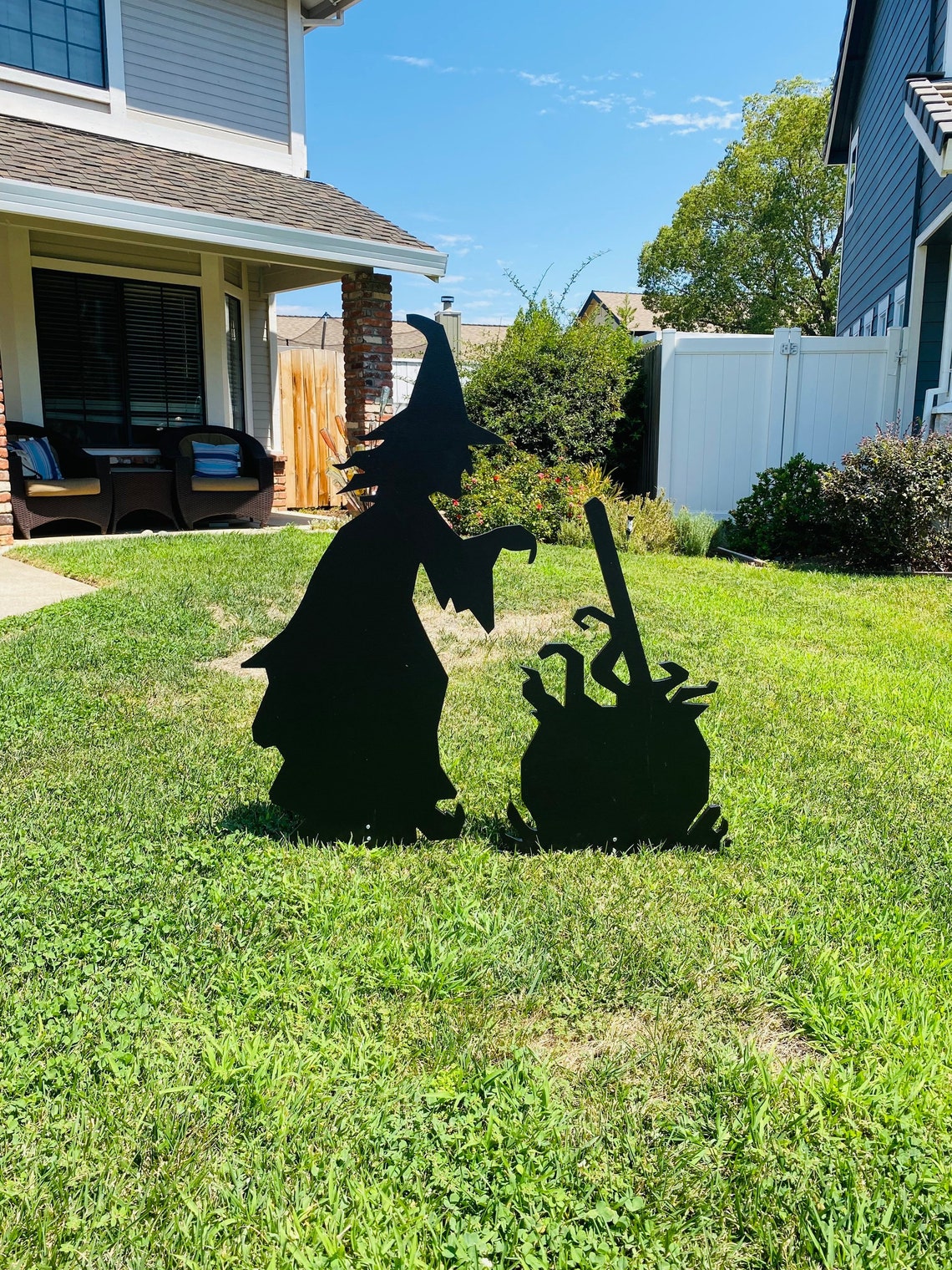 Large Witch and Cauldron Silhouette Halloween Yard Art - Etsy