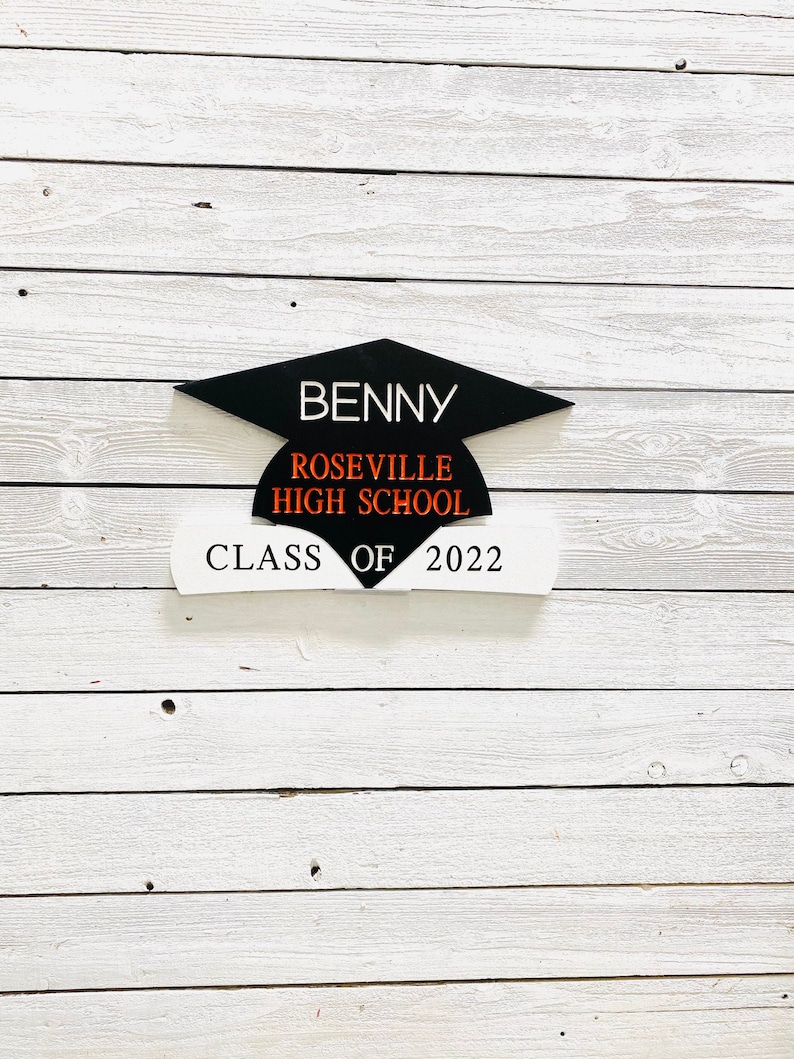 Personalized Graduation Cap With Name and High School Wood - Etsy