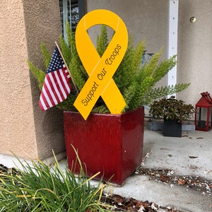 Military Yellow Ribbon Engraved With Supporting Our Troops - Etsy