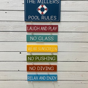 Personalized Pool Rules, Set of 7 Poolside Wood Engraved Signs - Etsy