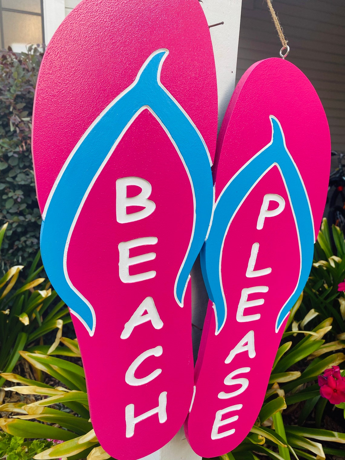 Beach Please Flip Flops Summer Poolside Wooden Yard Art - Etsy