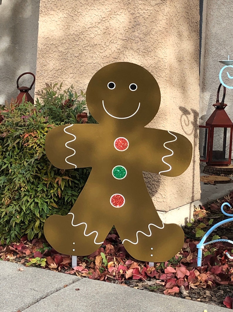 Gingerbread Man Large Christmas Decoration Wood Yard Art Sign Etsy