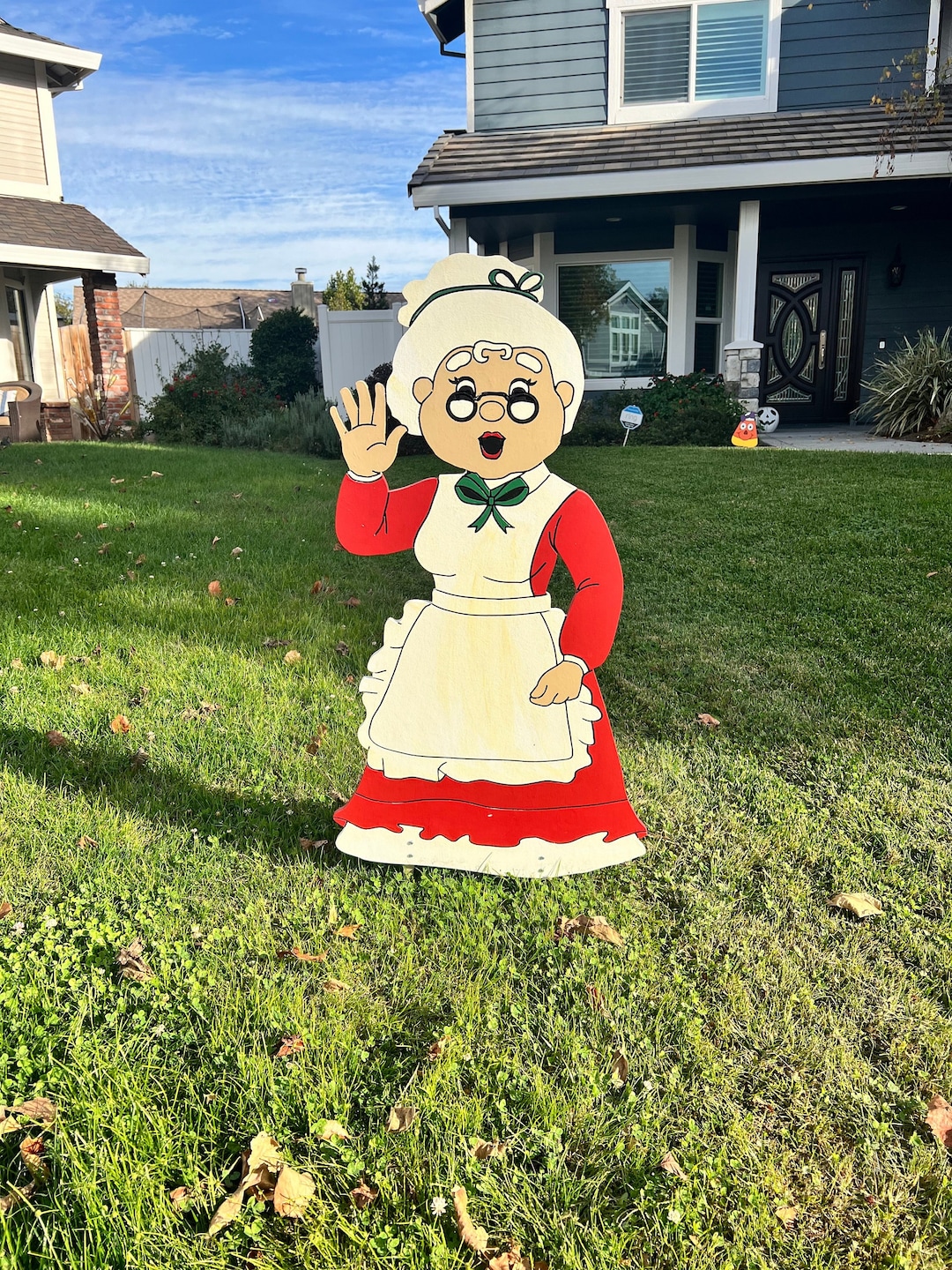 Mrs. Claus Christmas Yard Art Engraved Wood Sign Holiday Decoration - Etsy