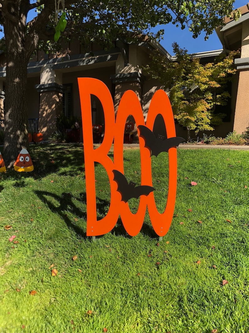 Halloween Boo Sign With Bats Large Decorative Fall Wood Yard - Etsy