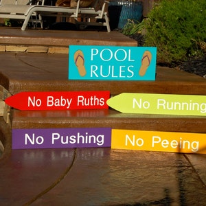Pool Rules Engraved Wood Signs/arrows/backyard Poolside Decor - Etsy