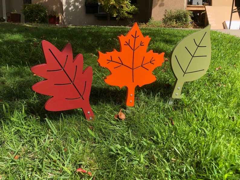 Fall Leaves Engraved Wood Yard Art Sign - Etsy