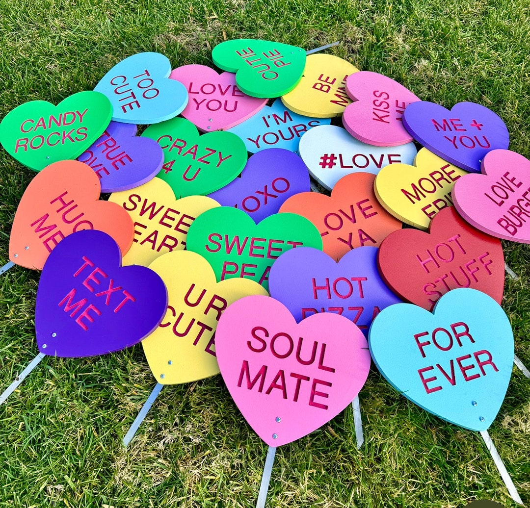 Conversation Heart, Valentine's Day Sign, Engraved Heart Wood Sign for ...