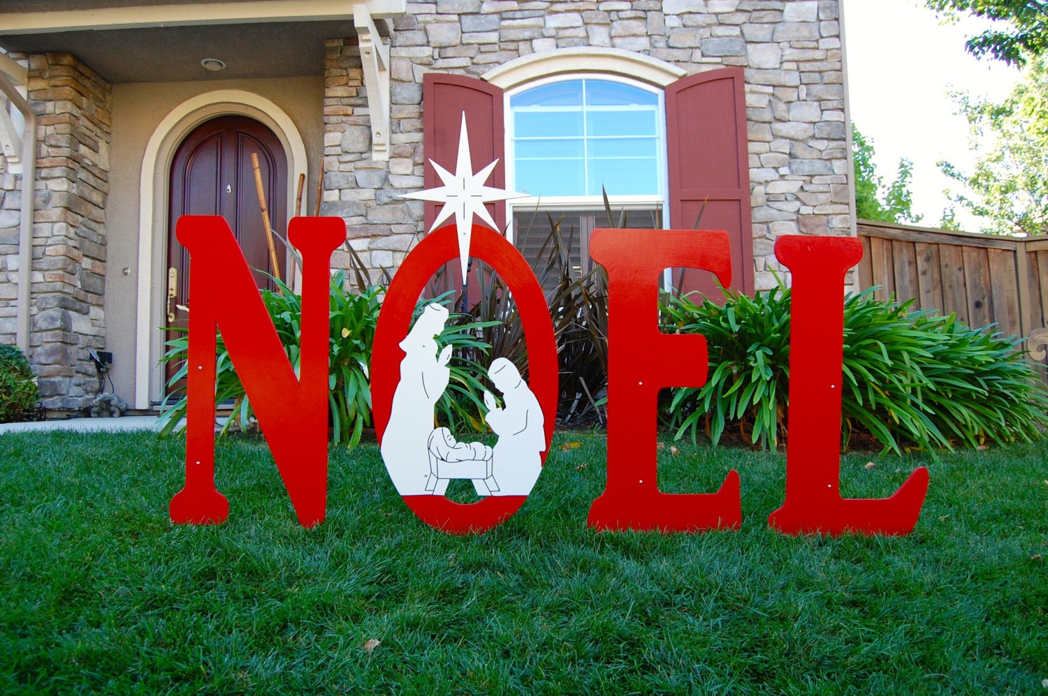 Noel Christmas Sign With Engraved Nativity Yard Art Sign Large - Etsy
