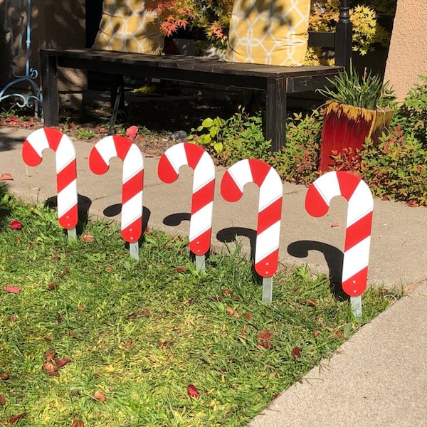 Wood Candy Cane Yard Decorations - Etsy