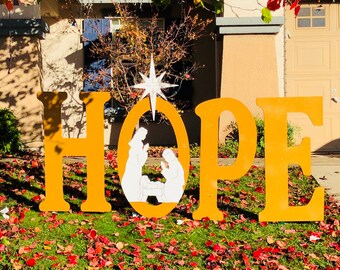 Hope With Nativity Scene Outdoor Christmas Holiday Yard Art | Etsy