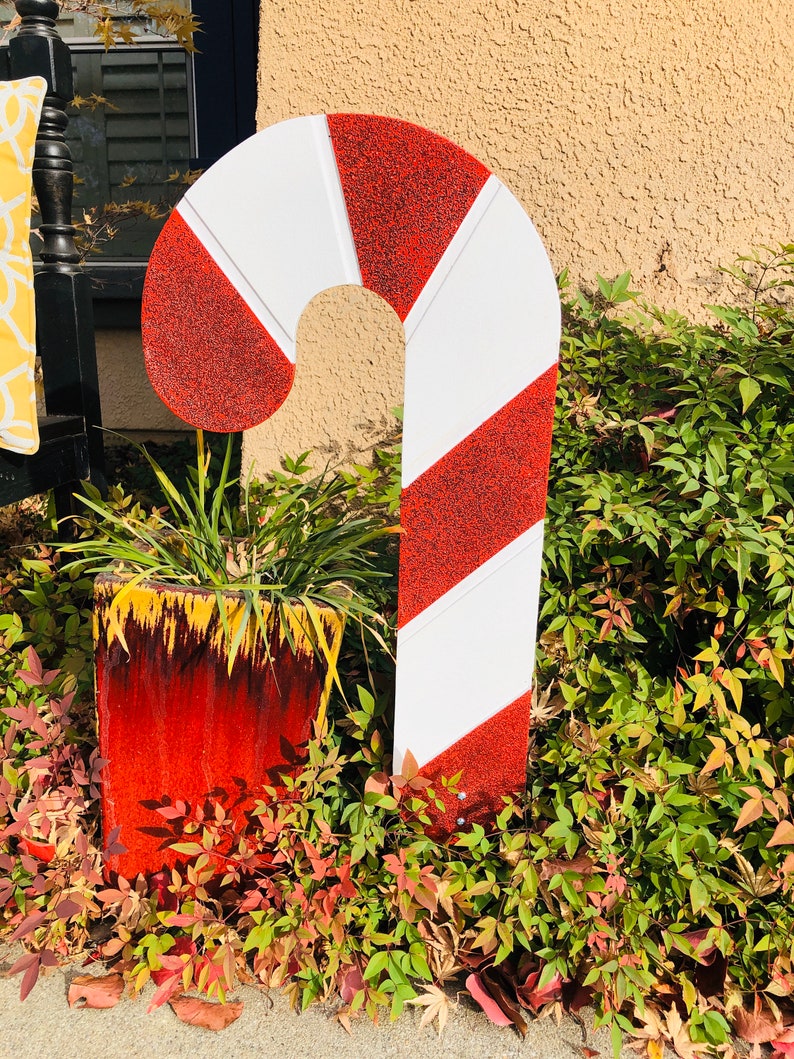 Candy Cane Large Glitter Outdoor Christmas Holiday Yard Art - Etsy