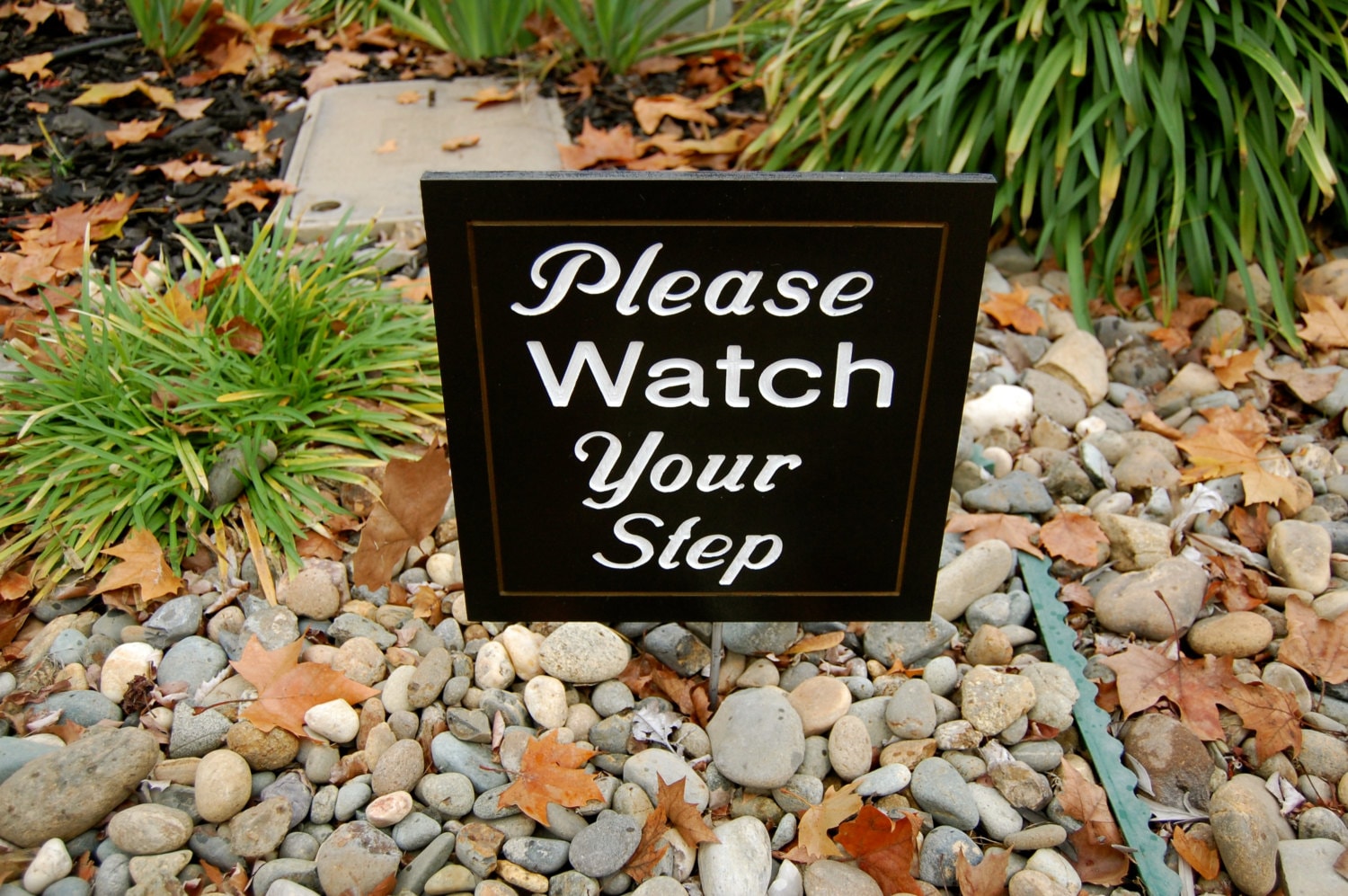 Please Watch Your Step Engraved Wood Garden Sign - Etsy