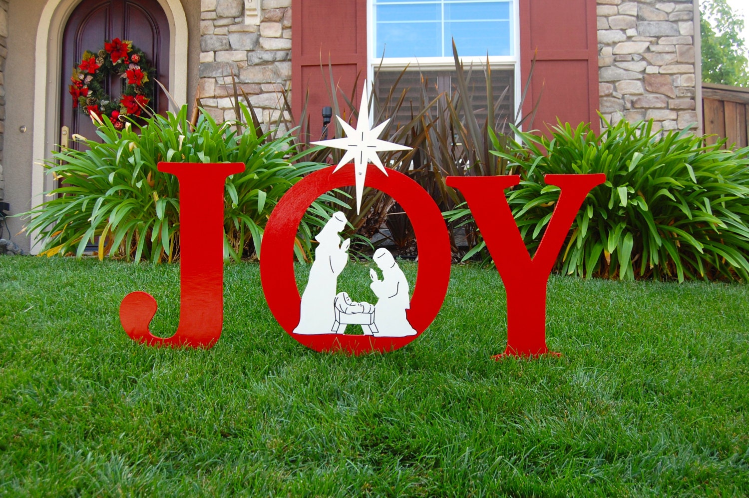 JOY Nativity Outdoor Holiday Christmas Yard Art Sign, Christmas ...