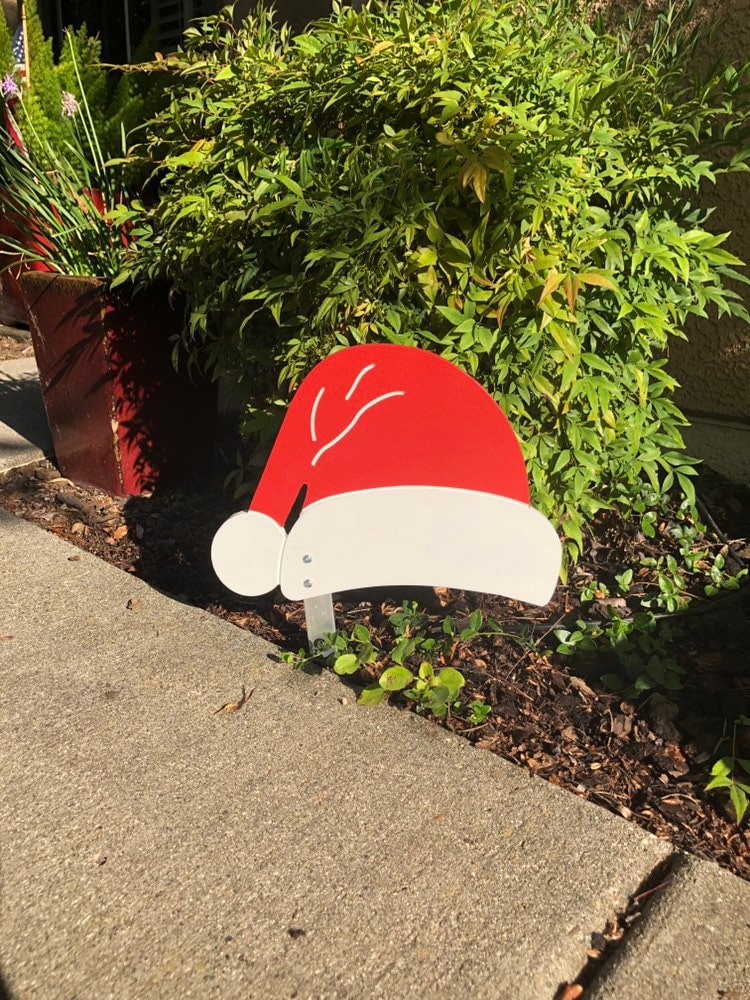 Santa Hat Outdoor Christmas Holiday Yard Art Sign | Etsy