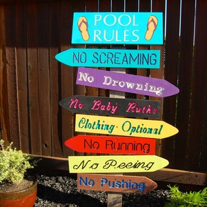 Pool Rules Engraved Wood Signs/arrows/backyard Poolside Decor - Etsy
