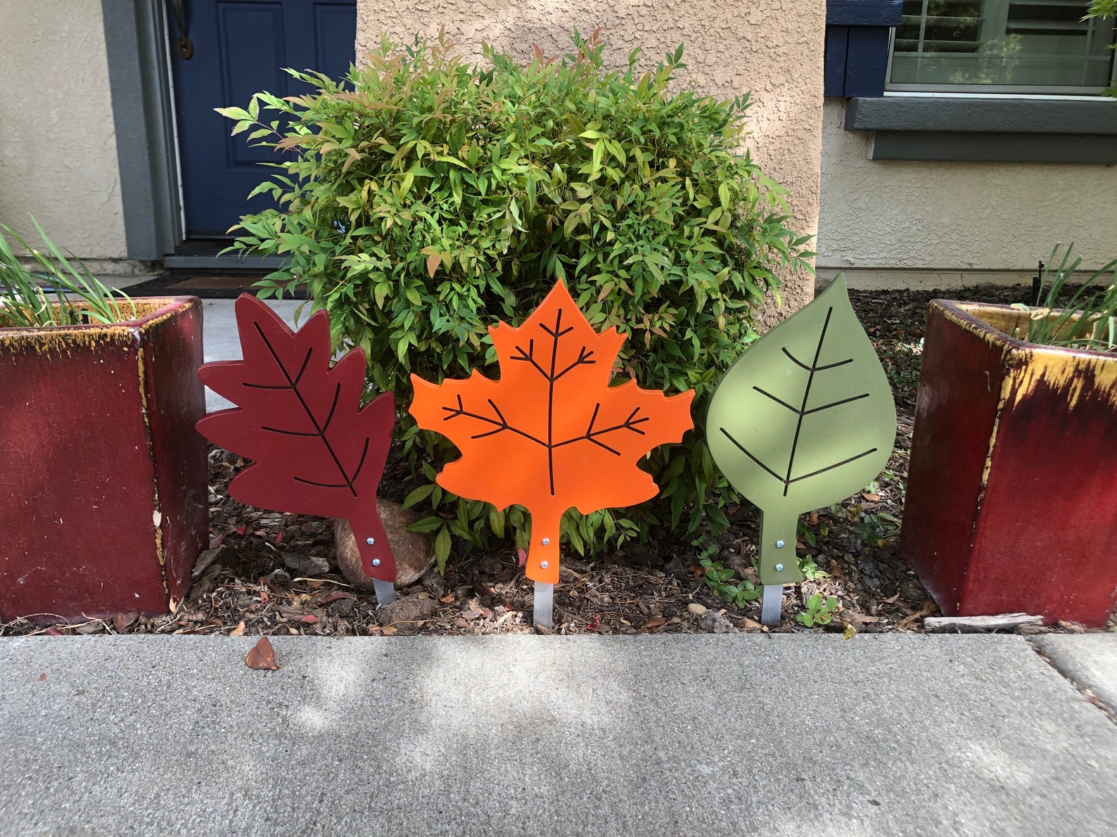 Fall Leaves Engraved Wood Yard Art Sign | Etsy