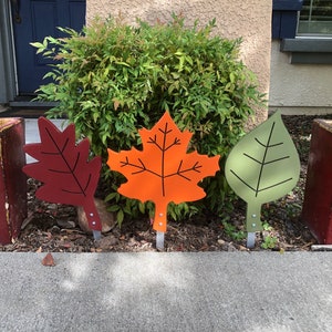 Fall Leaves Engraved Wood Yard Art Sign - Etsy