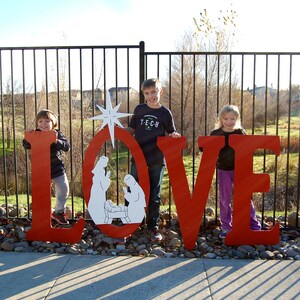 Love Christmas Sign With Engraved Nativity Yard Art Sign Large - Etsy