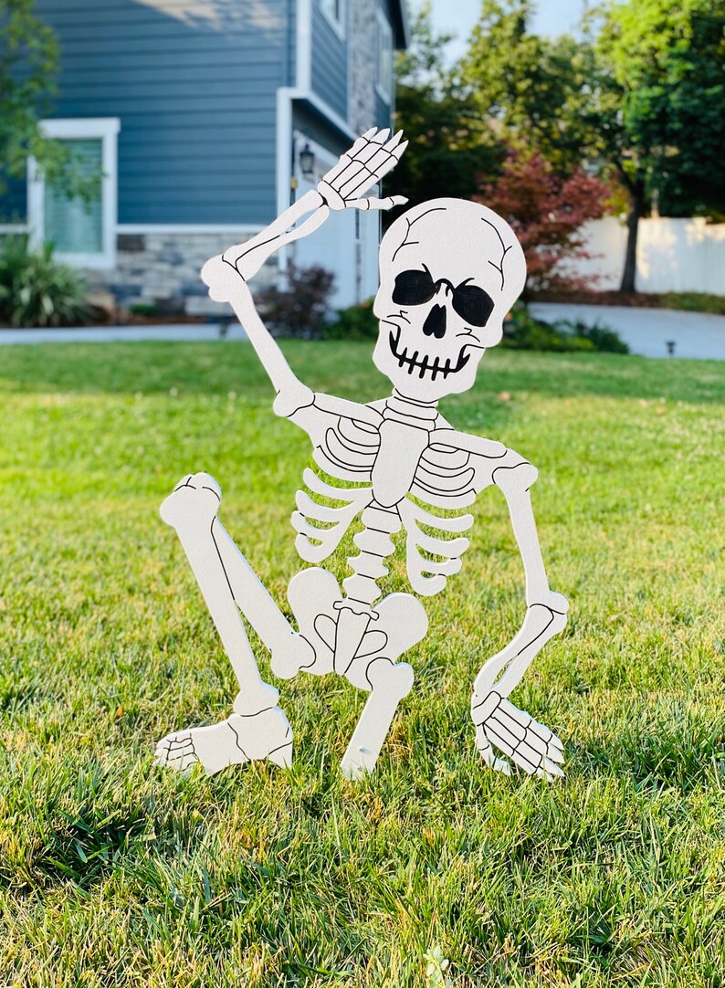 Halloween Skeleton Wooden Lawn Halloween Decoration | Etsy
