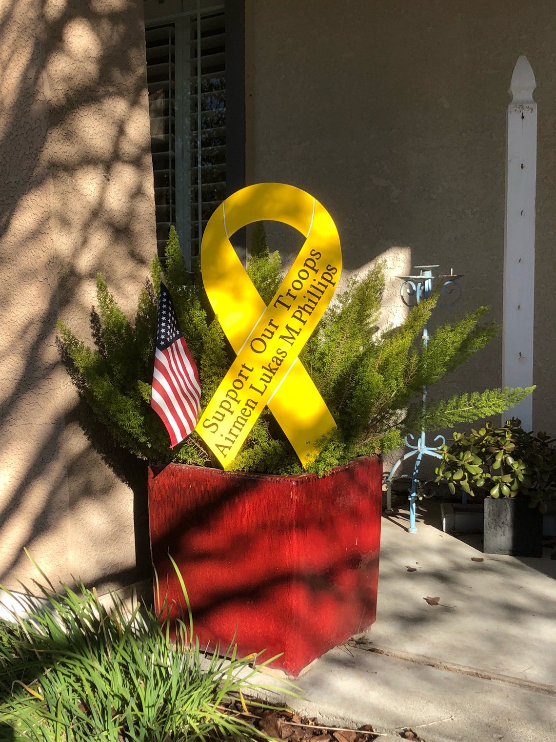 Personalized Military Support Yellow Ribbon Sign, Engraved Wood - Etsy