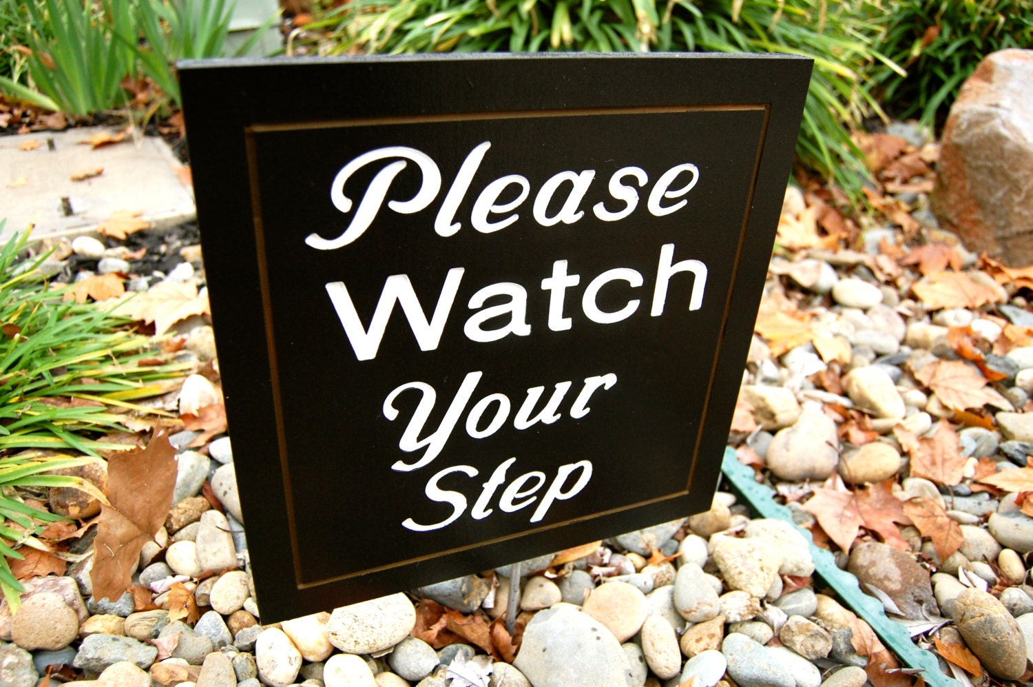 Please Watch Your Step Engraved Wood Garden Sign 12 Inch - Etsy
