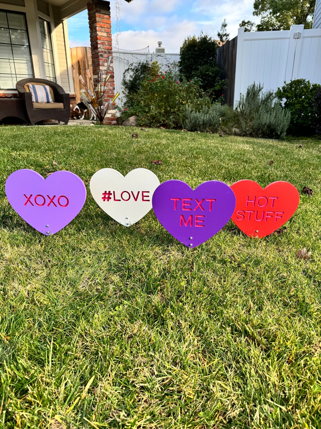 Conversation Hearts Set of Four, #love Valentine's Day Engraved Hearts ...