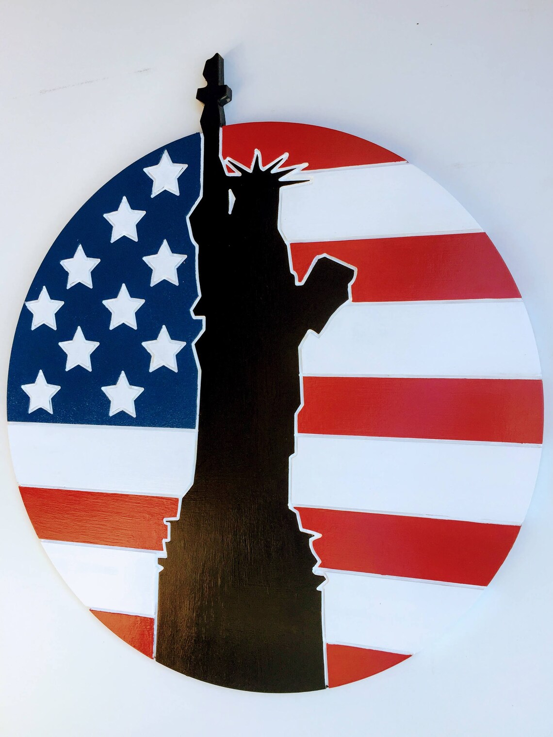 Fourth of July American Flag Statue of Liberty Engraved Wood - Etsy