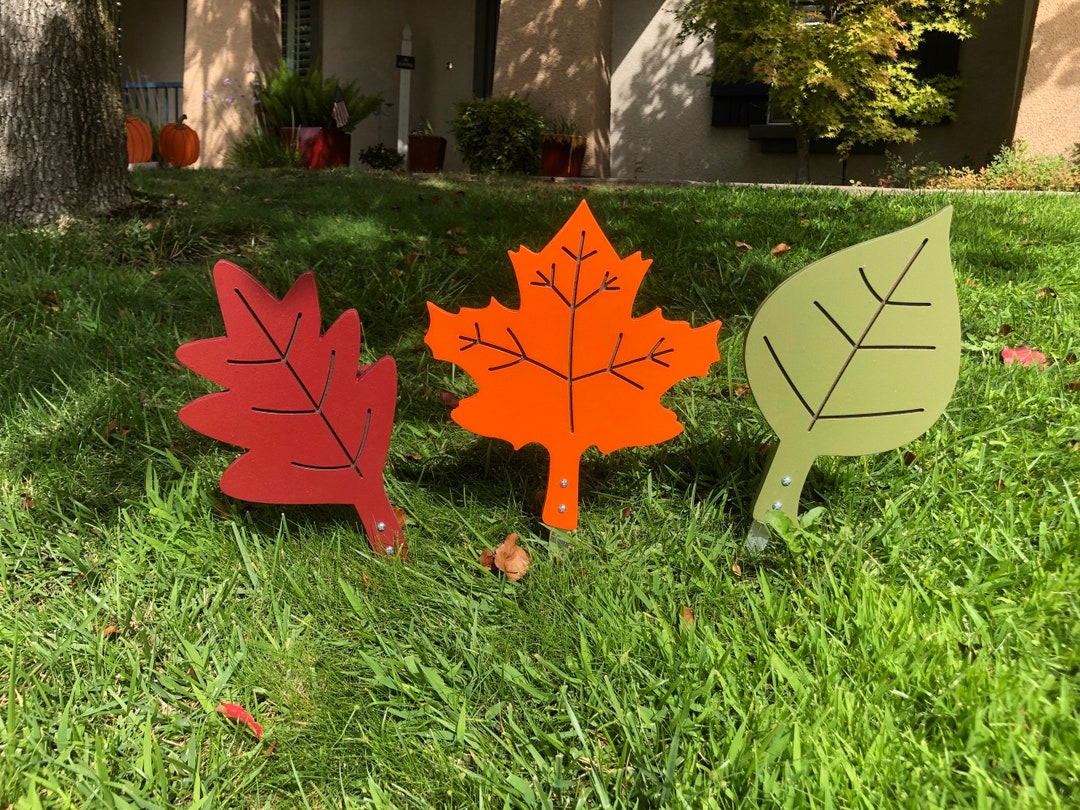 Fall Leaves Engraved Wood Yard Art Sign - Etsy