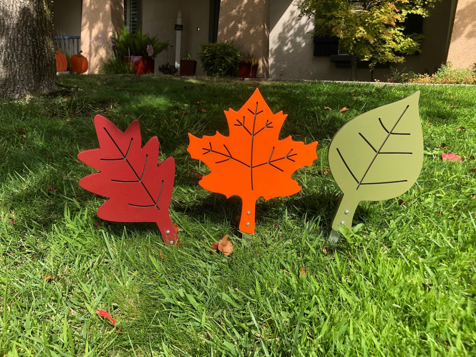 Fall Leaves Engraved Wood Yard Art Sign - Etsy
